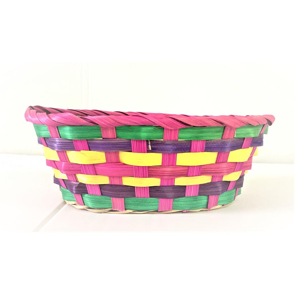 Oval Multicolor Bamboo Basket - 9½" x 6½ x 3½" | Almac Imports